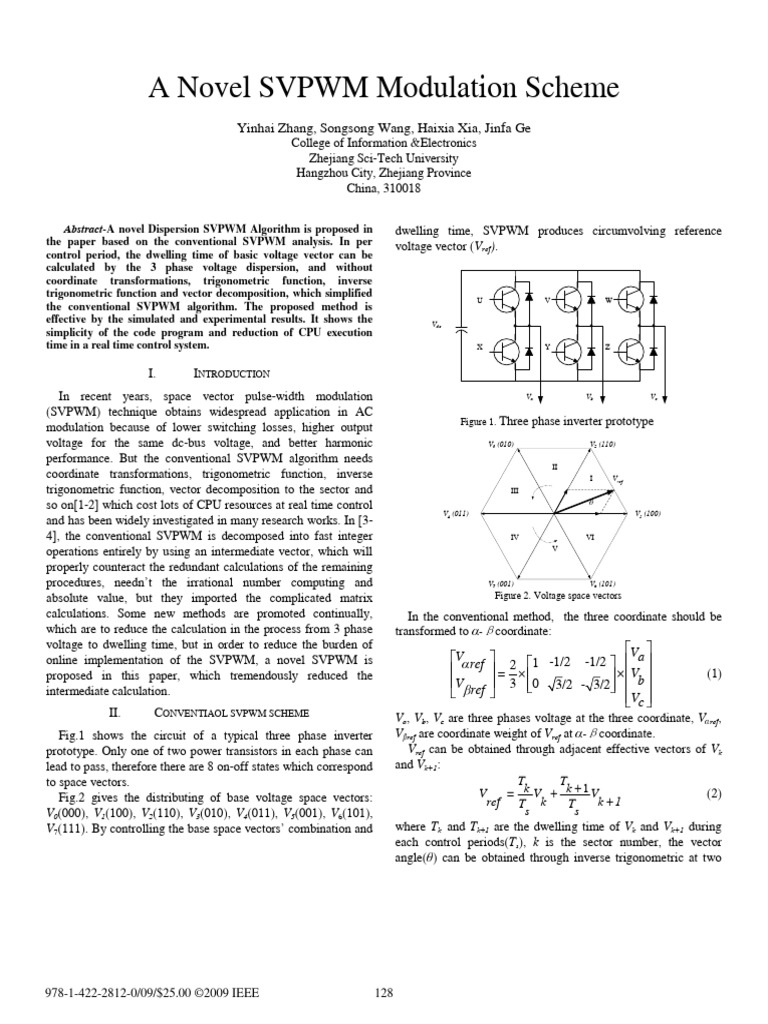 01_A_Novel_SVPWM_Modulation_Scheme | PDF | Power Inverter | Power Electronics