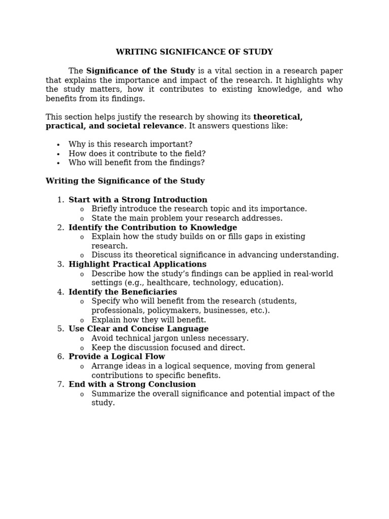 Writing Significance of Study | PDF | Educational Technology | Learning