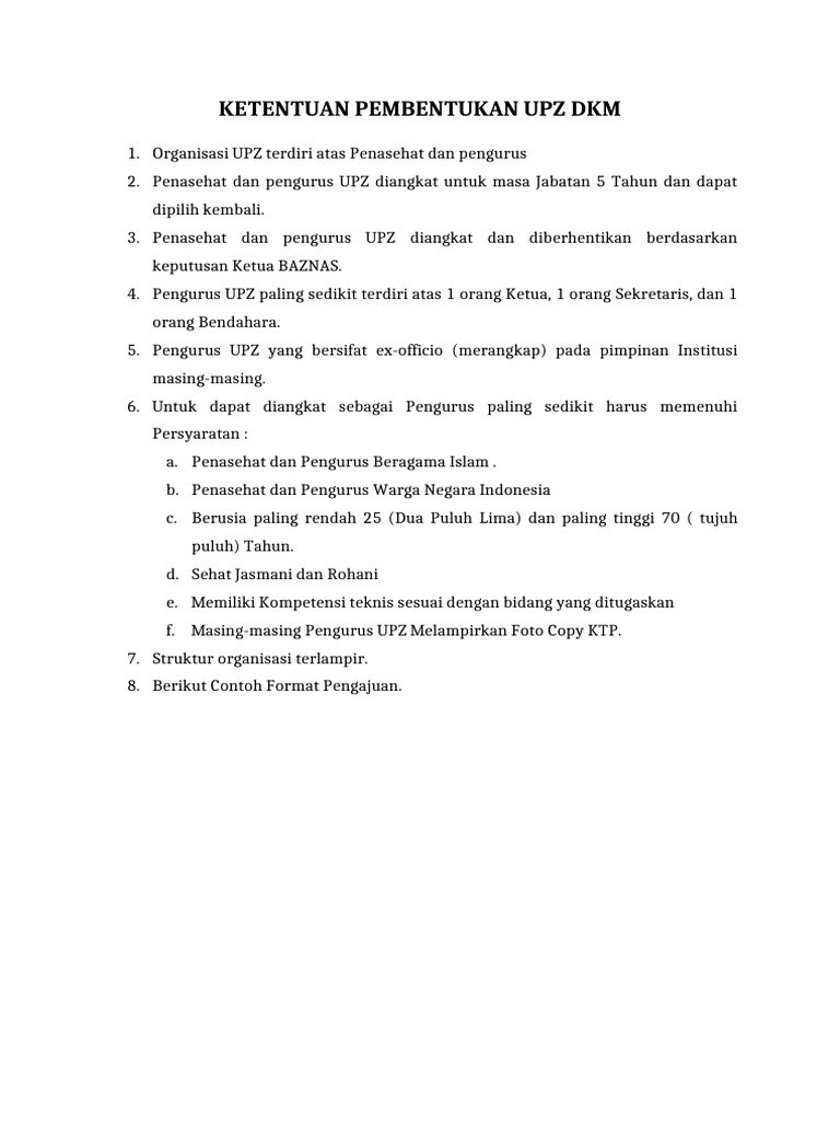 Format Pembaruan dan Ketentuan SK UPZ DKM | PDF