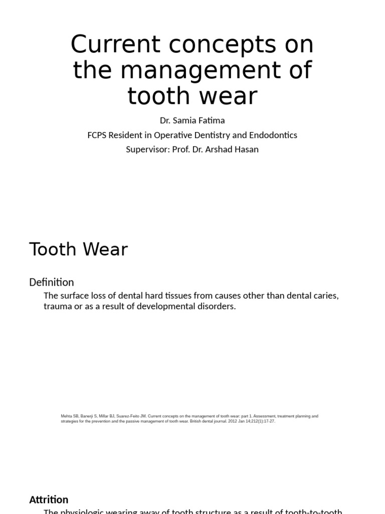 Management of Tooth Wear Concepts | PDF | Human Tooth | Mouth