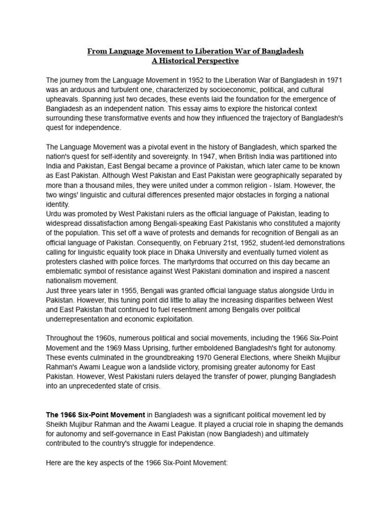 From Language Movement To Liberation War of Bangladesh - A Historical ...