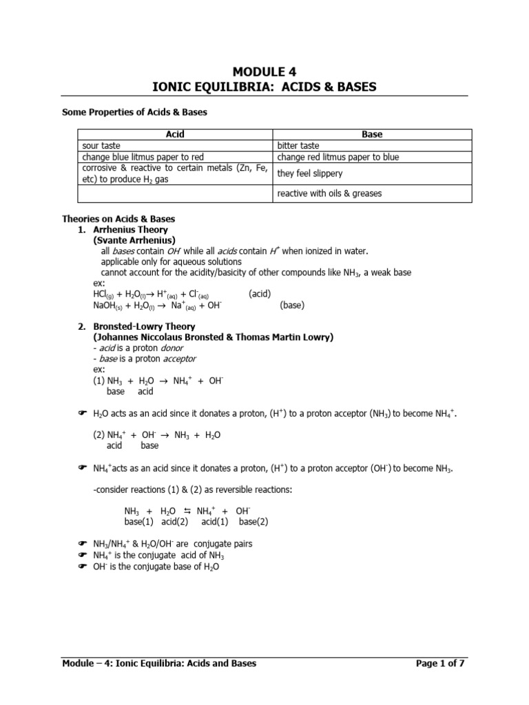 Module 4 Acids and Bases | PDF | Ph | Acid