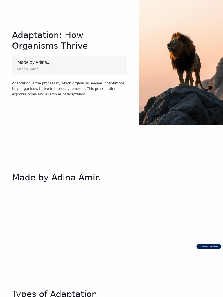 Adaptation How Organisms Thrive | PDF