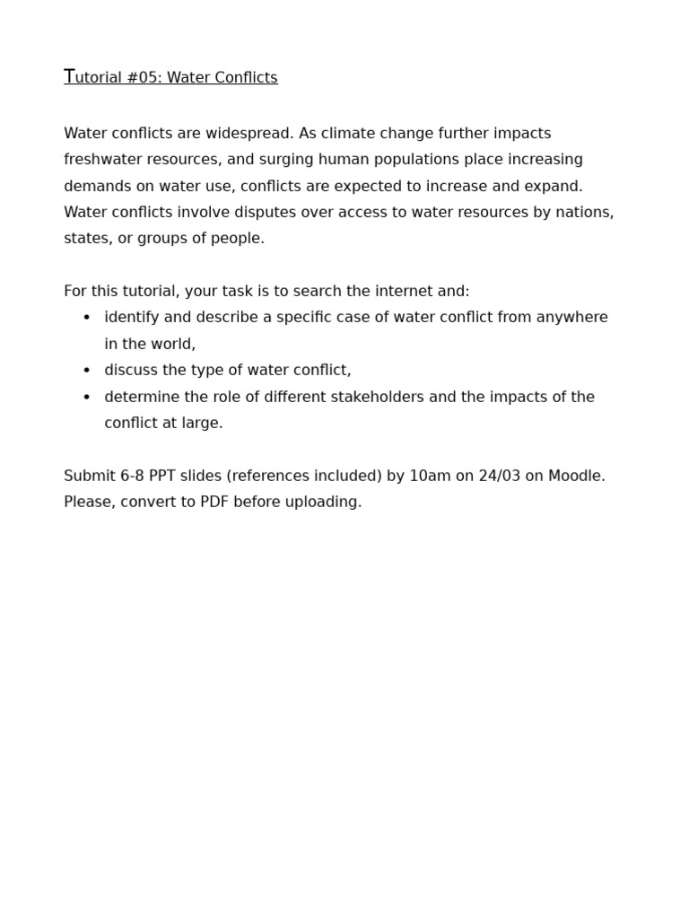 Tutorial #5 Water Conflicts | PDF