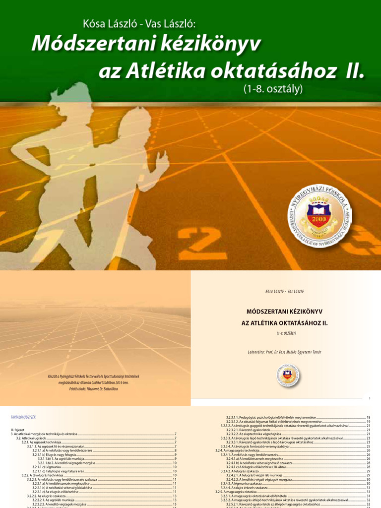 Kósa László - Vas László - Módszertani Kézikönyv Az Atlétika Oktatásához II. (1-8. Osztály) | PDF
