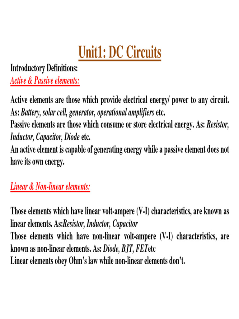 Unit 1 Upto Source Transformation | PDF | Electrical Network | Passivity (Engineering)
