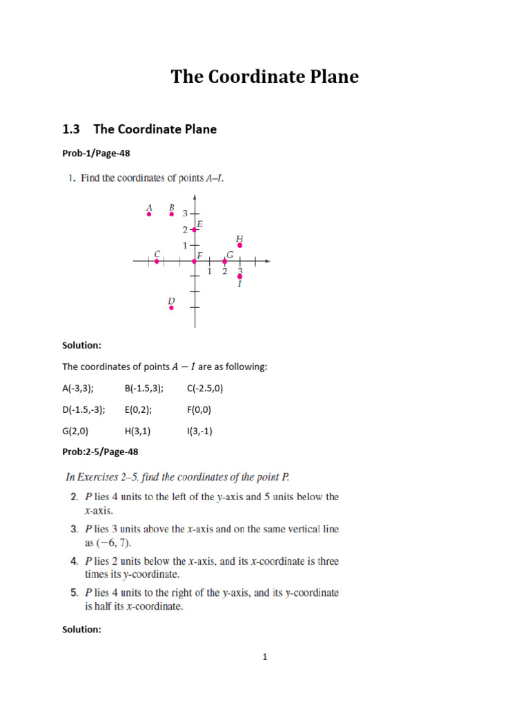 1.3 - The Coordinate Plane | PDF | Circle | Diameter