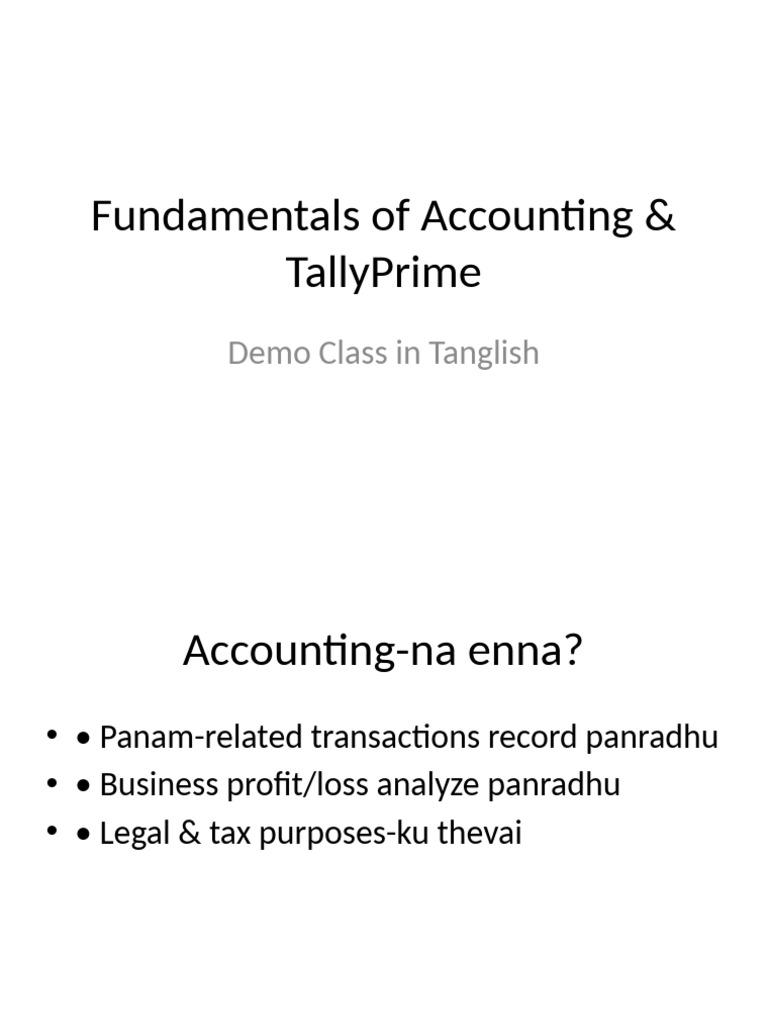Fundamentals of Accounting Tanglish | PDF