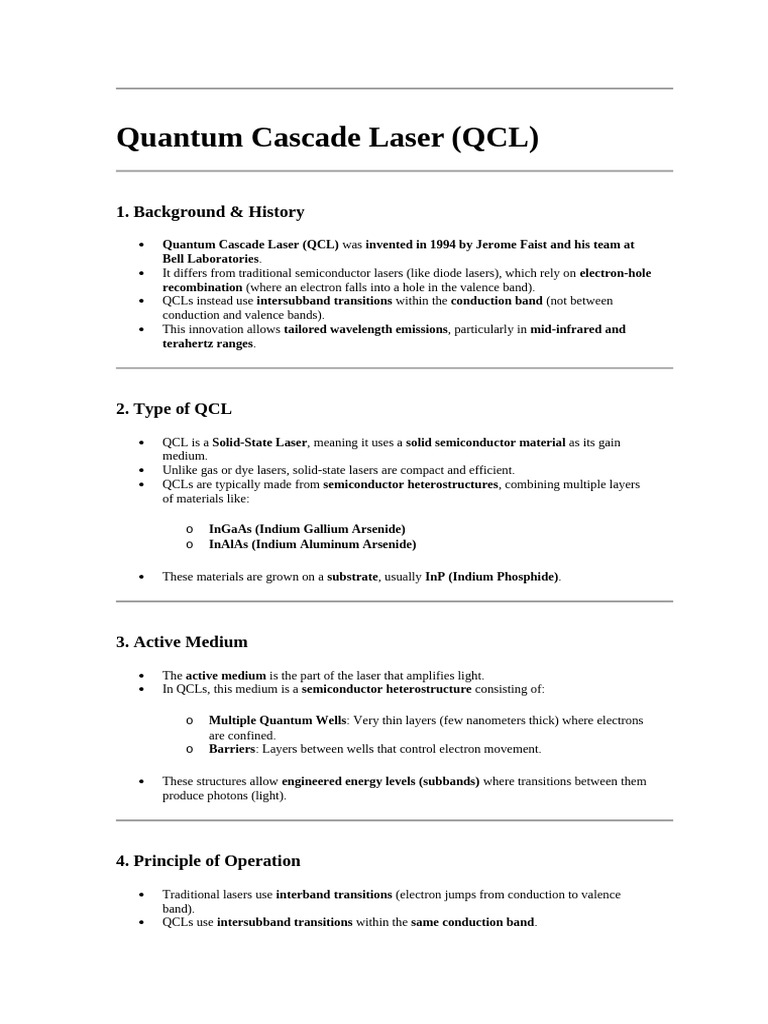 Quantum Cascade Laser Handouts AMNA | PDF | Laser | Infrared