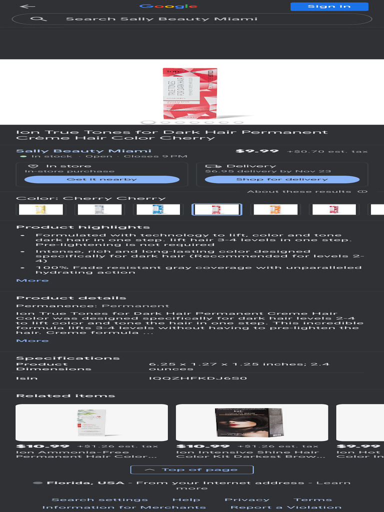 Ion True Tones For Dark Hair Permanent Crème Hair Color Cherry Google | PDF