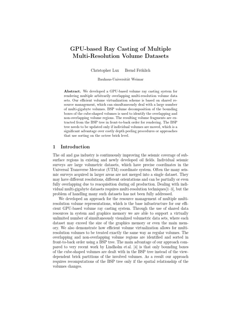 ISVC2009 Ray Casting Multiple Multi Resolution Volume Data Sets Final | PDF | Rendering ...