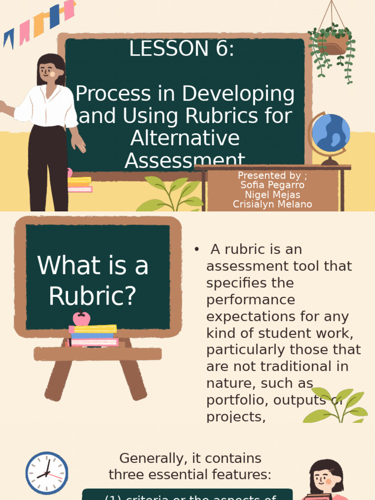 LESSON 6 Process in Developing and Using Rubrics For Alternative ...