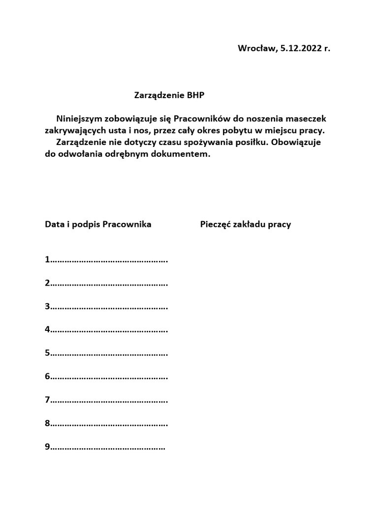Rozp BHP | PDF
