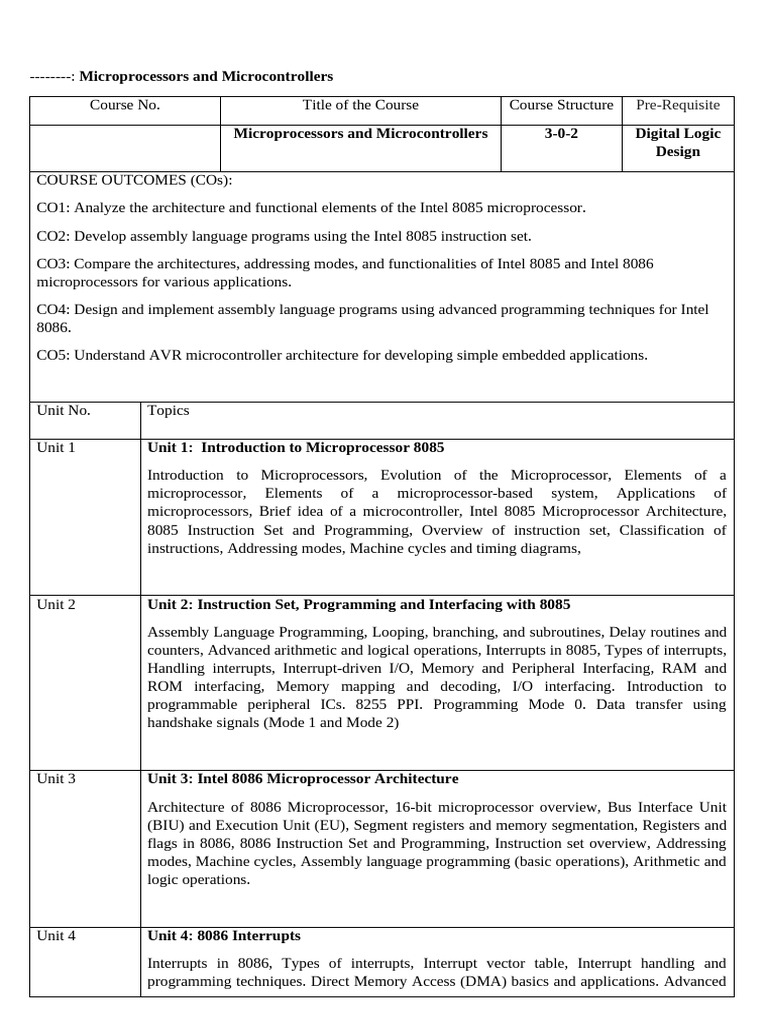 Microprocessor And Microcontroller Final 1 Pdf Central Processing Unit Microcontroller