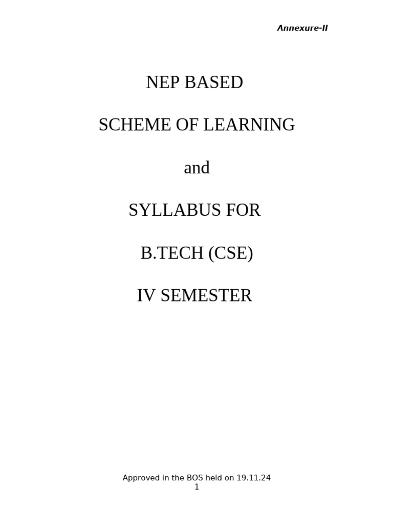 Annexure II - CSE IV Sem NEP Syllabus | PDF | Machine Learning ...
