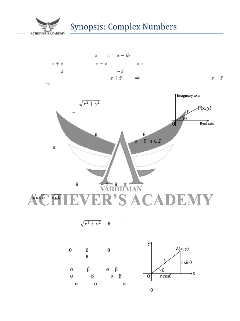 Complex Numbers Final Assignment With Synopsis | PDF | Complex Number | Circle