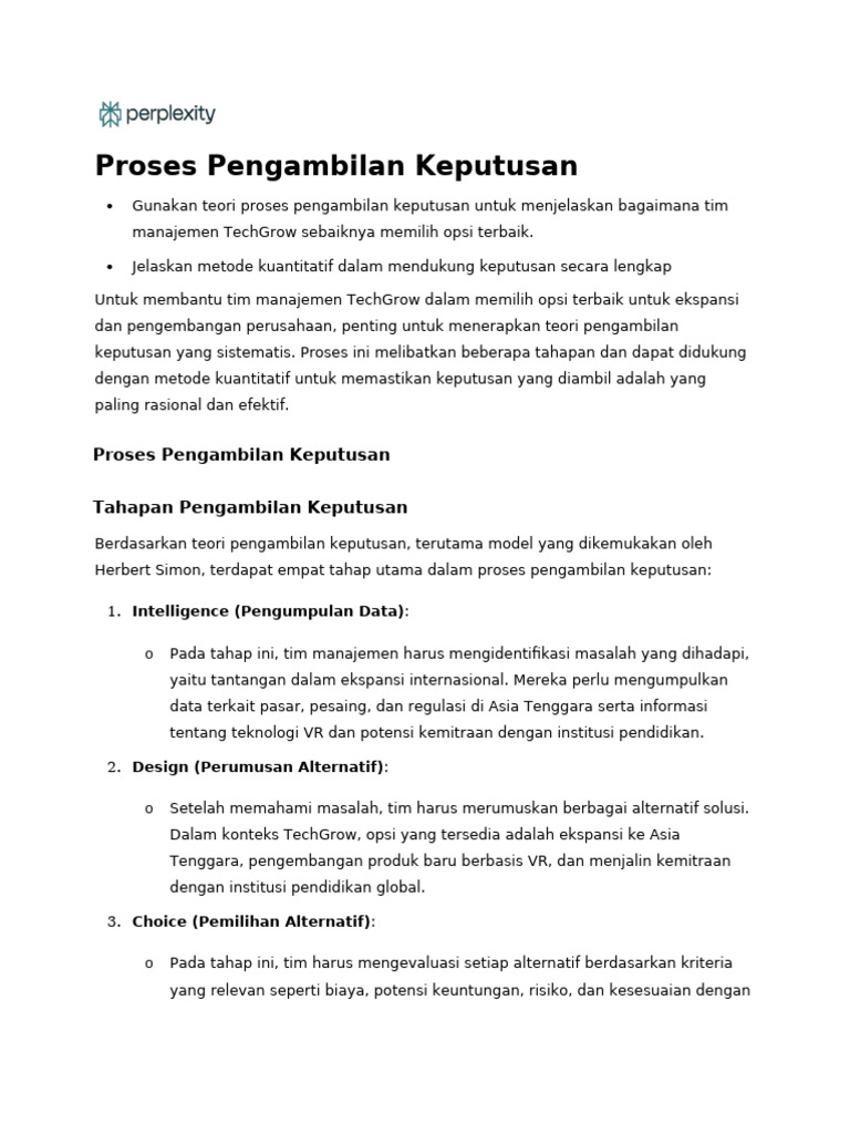 Proses Pengambilan Keputusan - Gunakan Teori Prose | PDF
