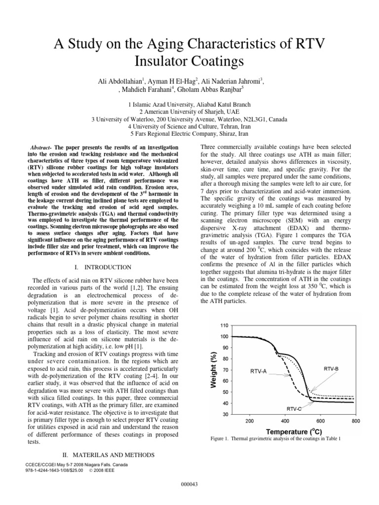 A Study On The Aging Characteristics of RTV Insulator Coatings | PDF ...