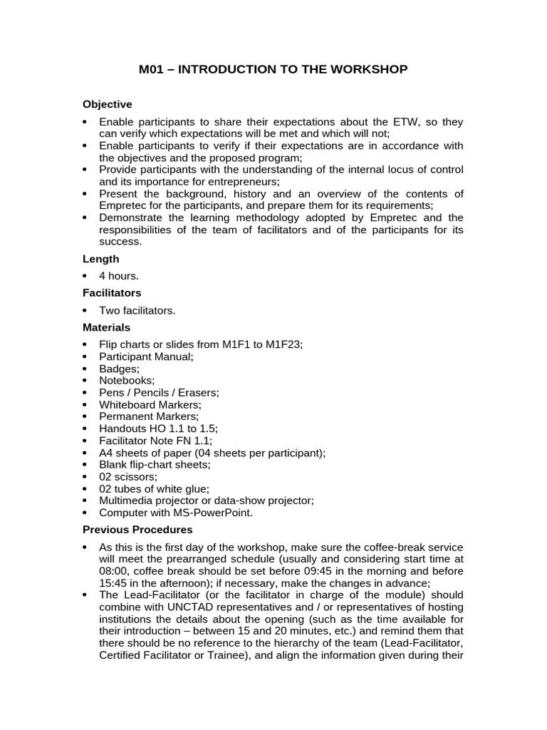 M01 - Introduction to the Workshop | PDF | Motivation | Motivational