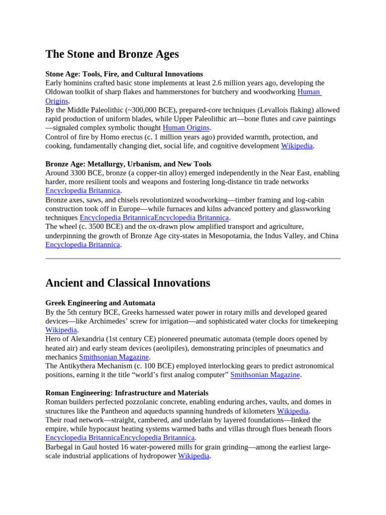 Progression of Human Technologies | PDF | Tools | Paleolithic
