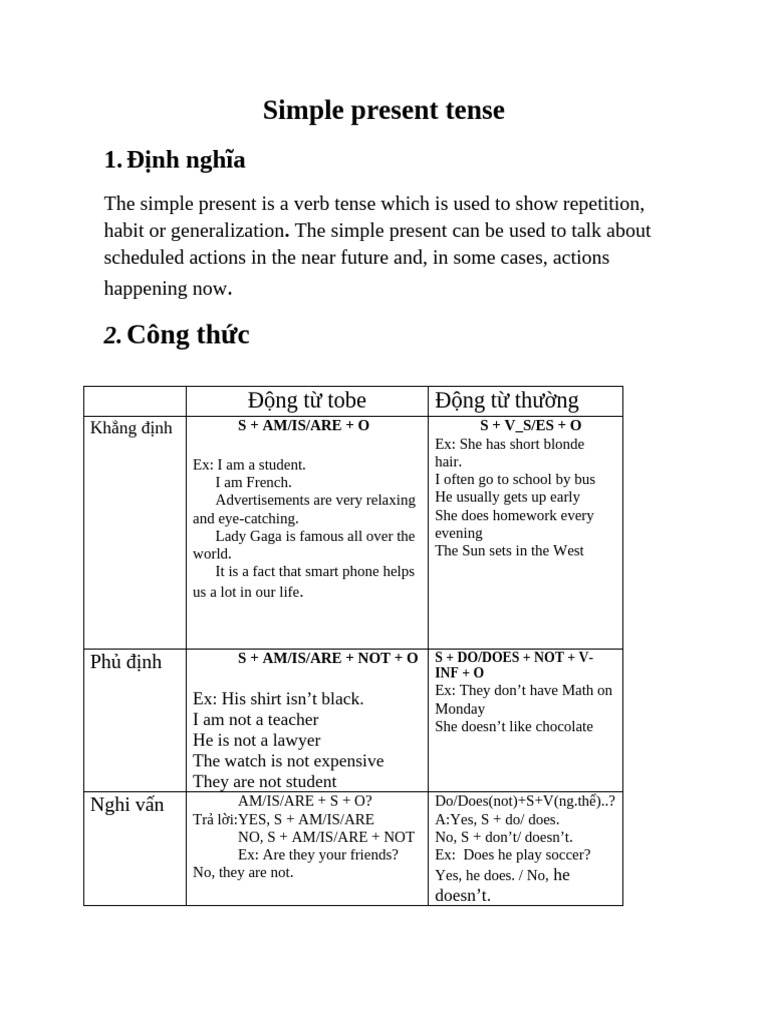Simple Present Tense | PDF