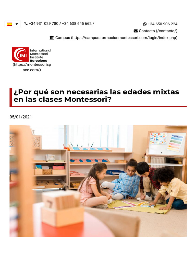 Edades Mixtas en Clases Montessori | PDF | Educación Montessori ...
