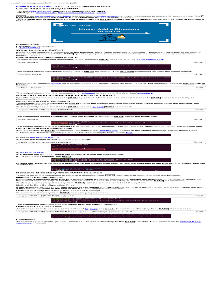 Linux - Add A Directory To PATH (Temporarily or Permanently | PDF ...