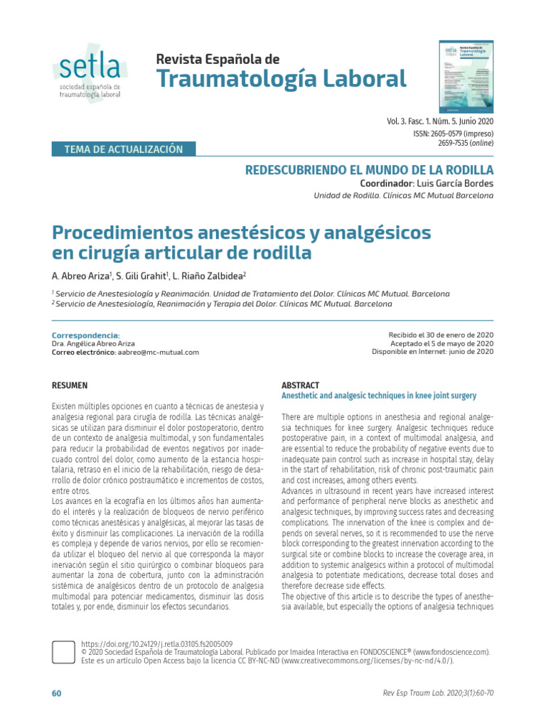 Retla.03105.fs2005009 Procedimientos Anestesicos Cirugia Articular ...