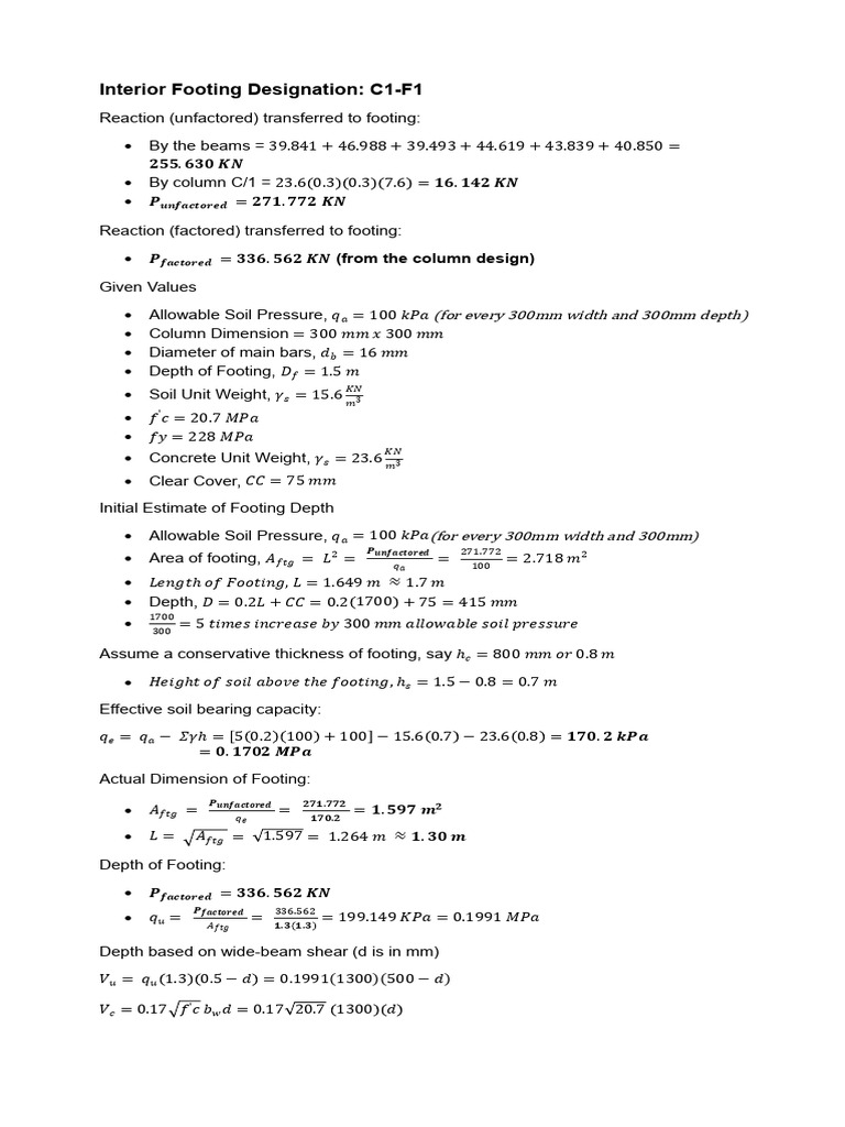 Interior Footing Analysis | PDF | Structural Engineering | Civil Engineering