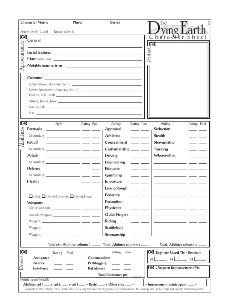Cugel Level 2 Page Character Sheet | PDF | Clothing | Fashion