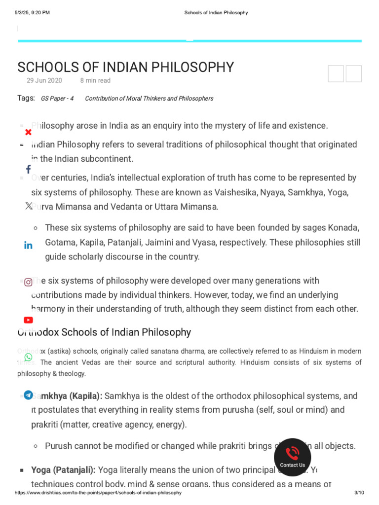 Terse Summary of Schools of Indian Philosophy | PDF | Vedanta | Brahman