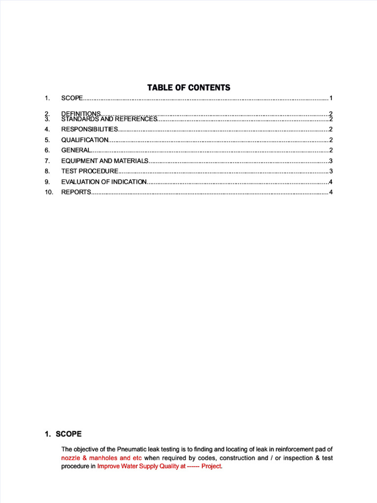 Pneumatic-Test Pad Tank-Procedure | PDF