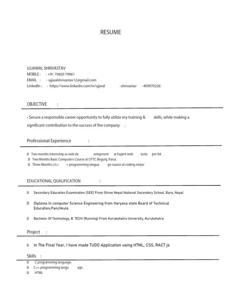 Resume: Objective | PDF