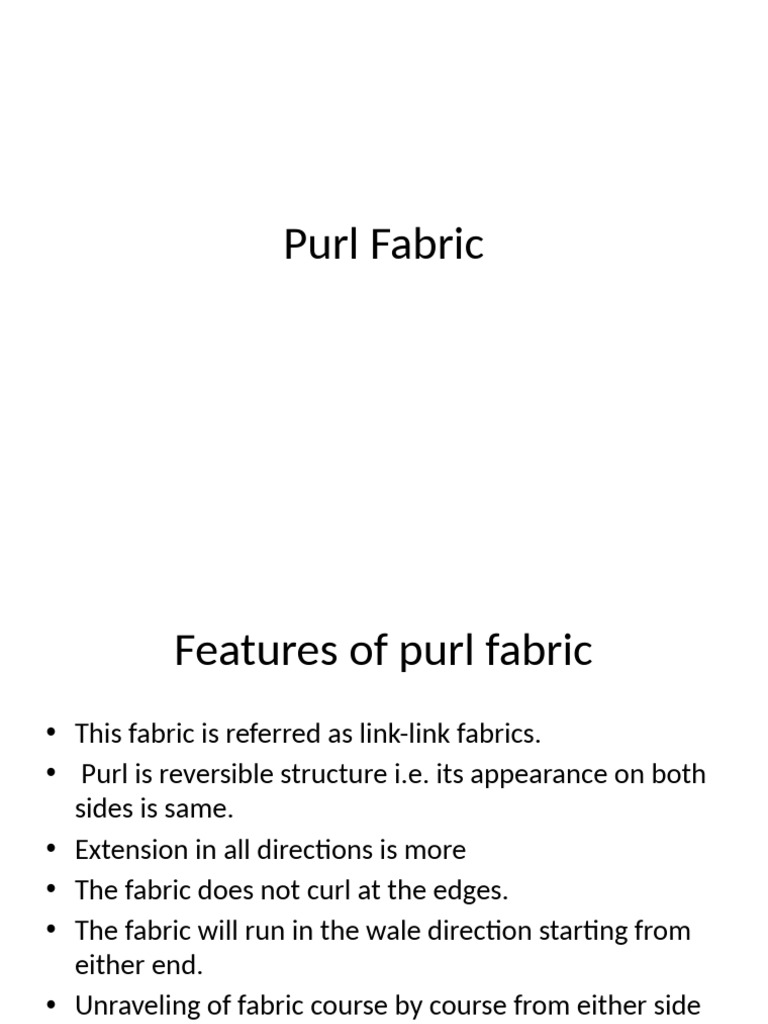 Purl Fabric Structure and Features | PDF