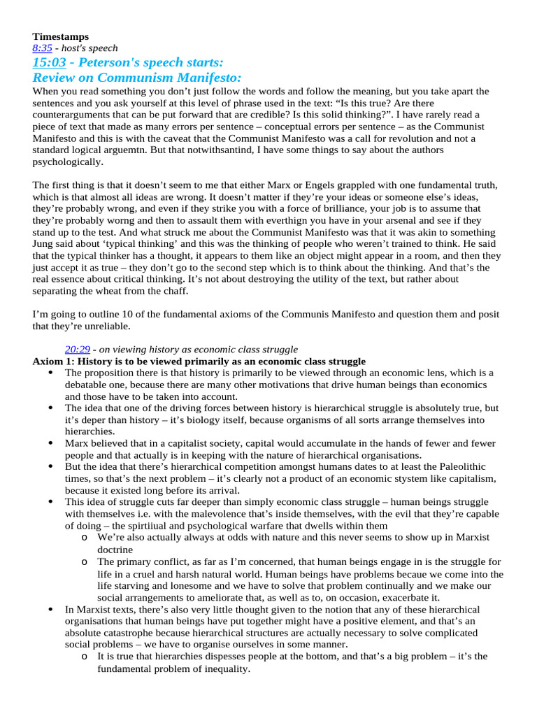 Marxism Vs Capitalism Zizek Vs Peterson | PDF | Marxism | Karl Marx