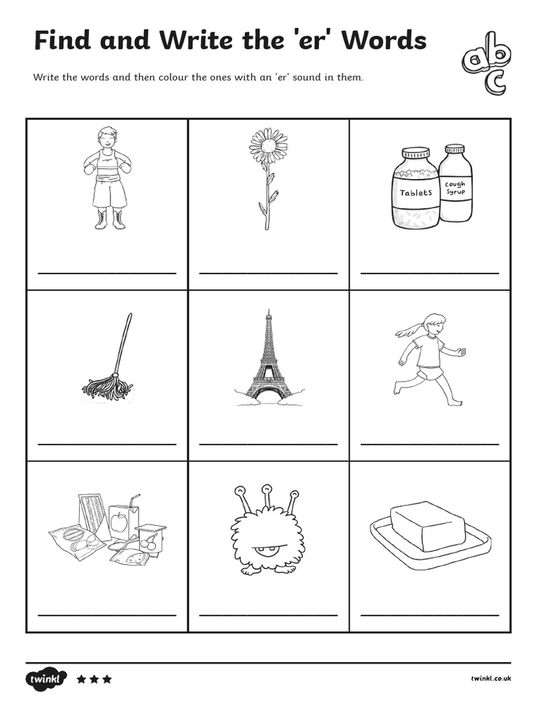 Identify and Color 'er' Words | PDF