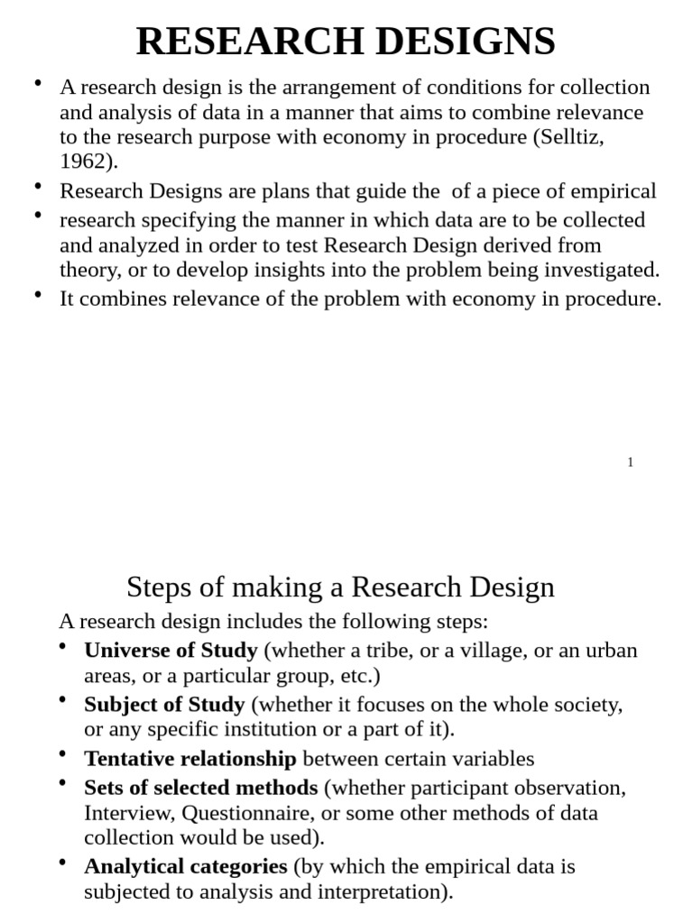 Research Methodology Lecture 4 - Research Designs | PDF | Research Design | Experiment