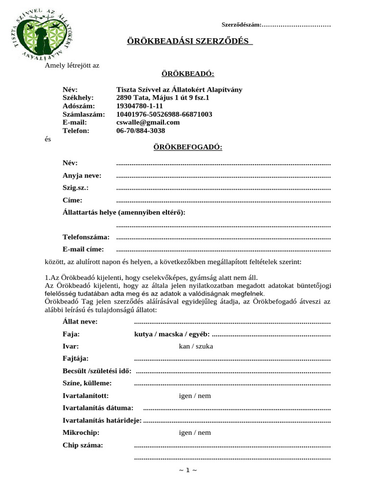 Orokbeadasi Szerzodes | PDF