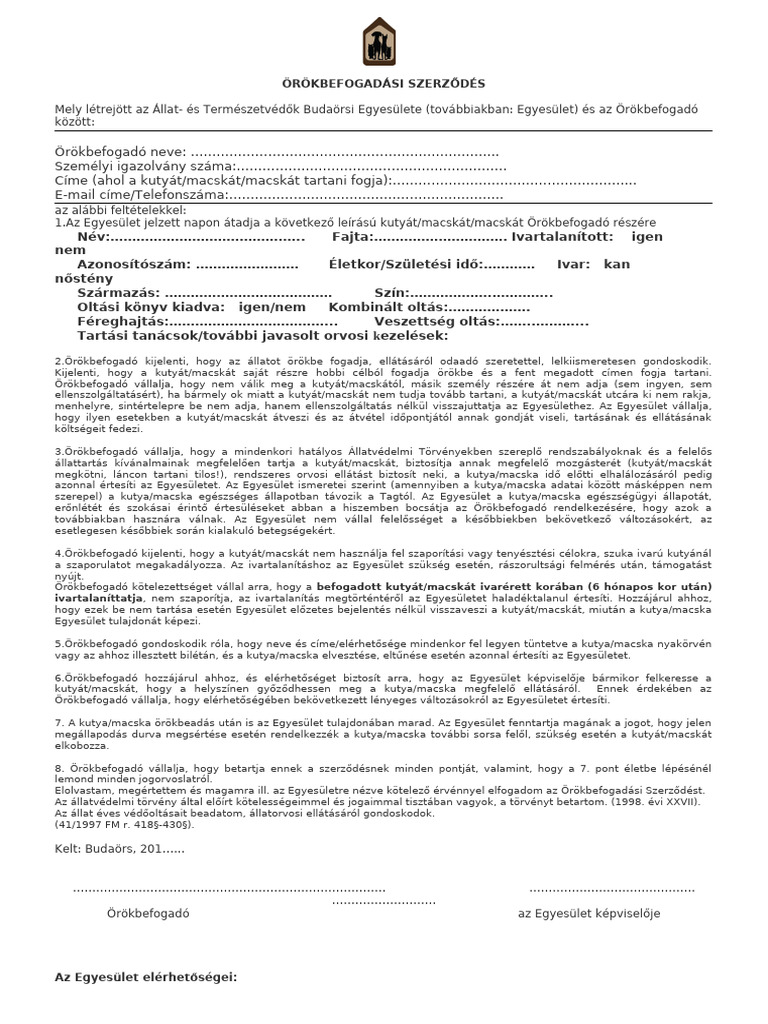 Orokbefogadasi Szerzodes | PDF