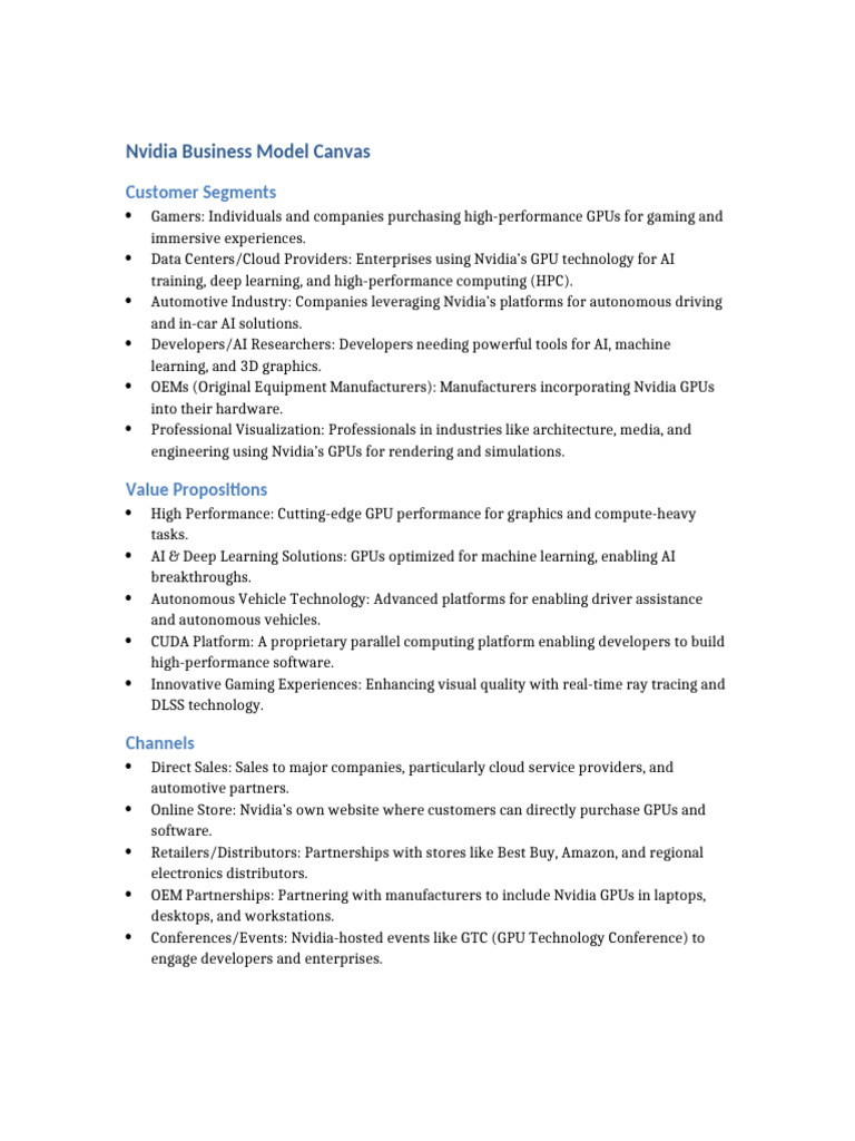 Nvidia Business Model Canvas | PDF | Graphics Processing Unit | Computing