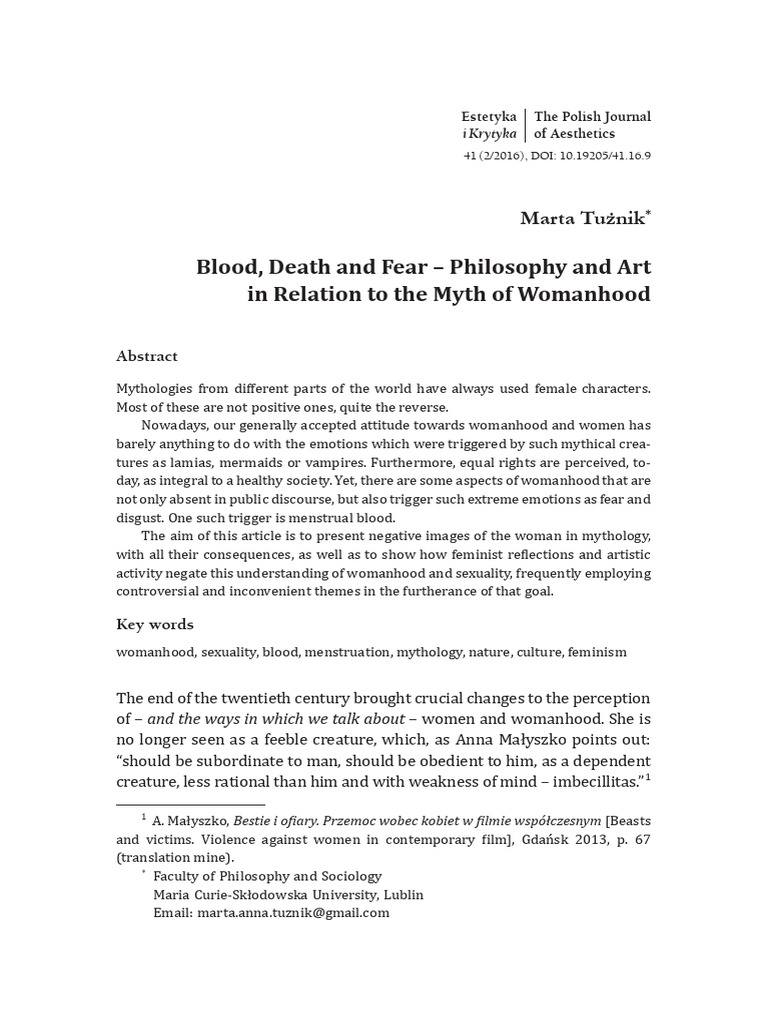 Blood_Death_and_Fear_Philosophy_and_Art | PDF | Feminism | Gender Studies