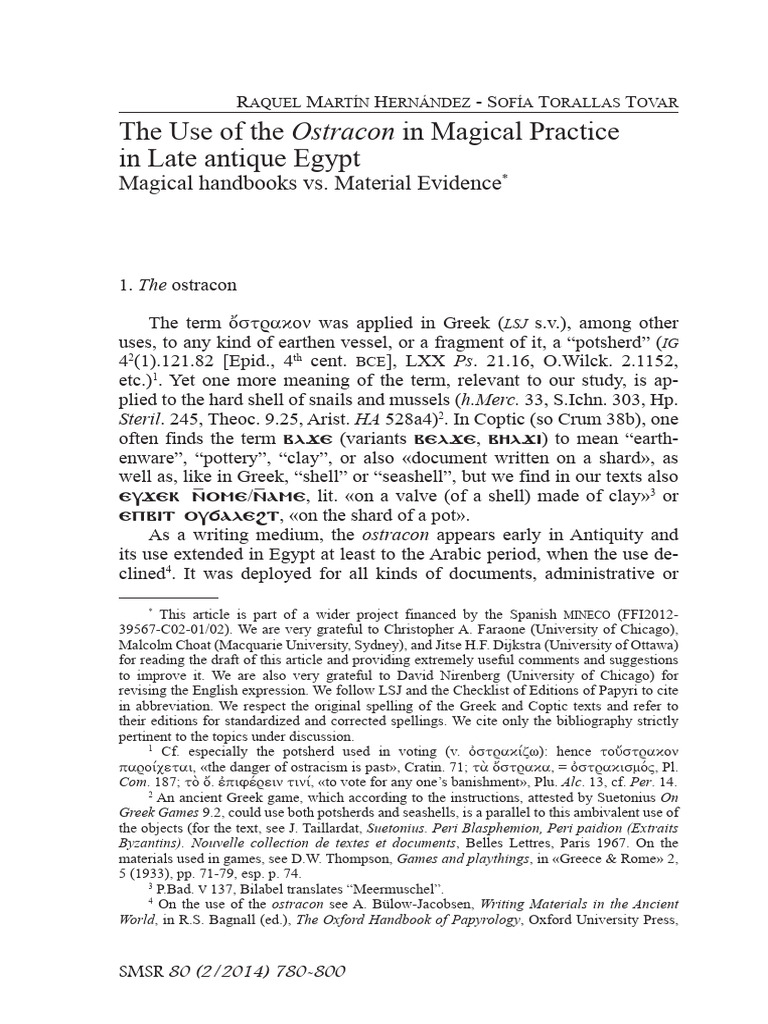 2014 The Use of The Ostracon in Magical | PDF