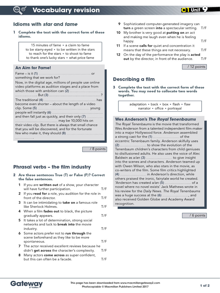 C1 UNIT 9 Vocabulary Revision | PDF
