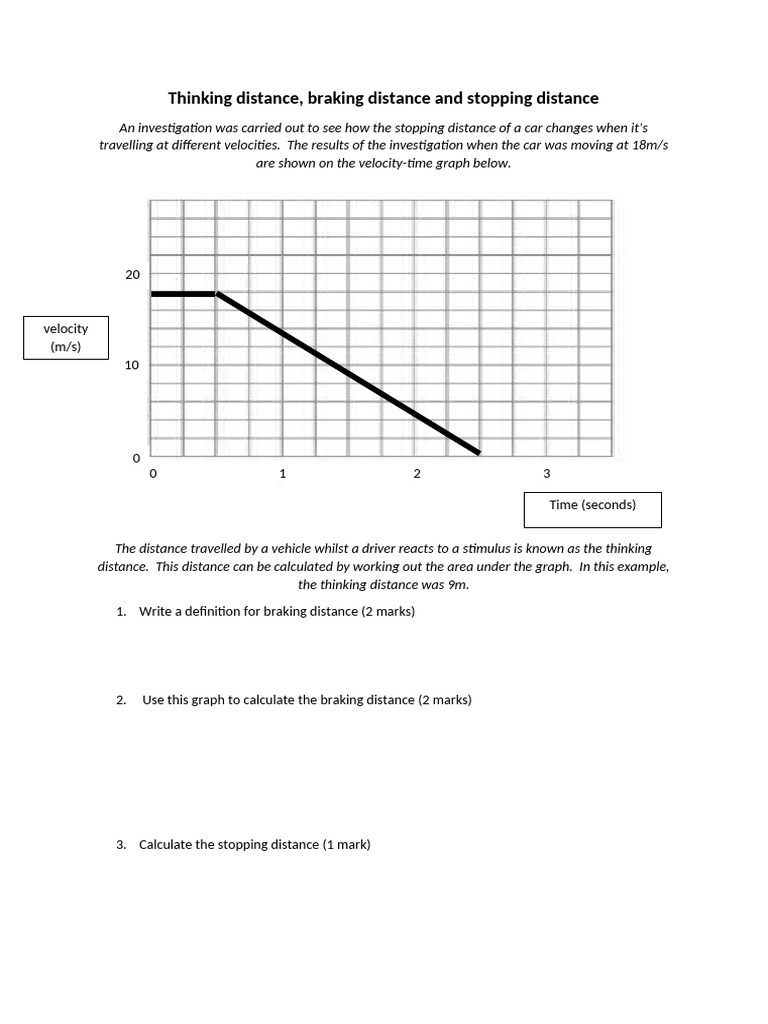 Thinking Braking and Stopping Distance Questions | PDF | Mechanical ...
