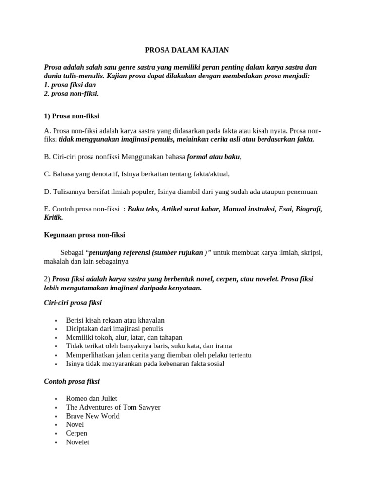 Ciri dan Fungsi Prosa Non-Fiksi | PDF