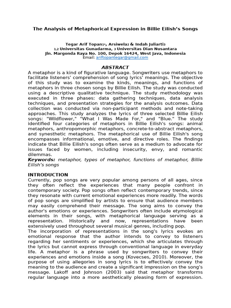 File Parafrase The Analysis of Metaphorical Expression in Billie Eilish ...