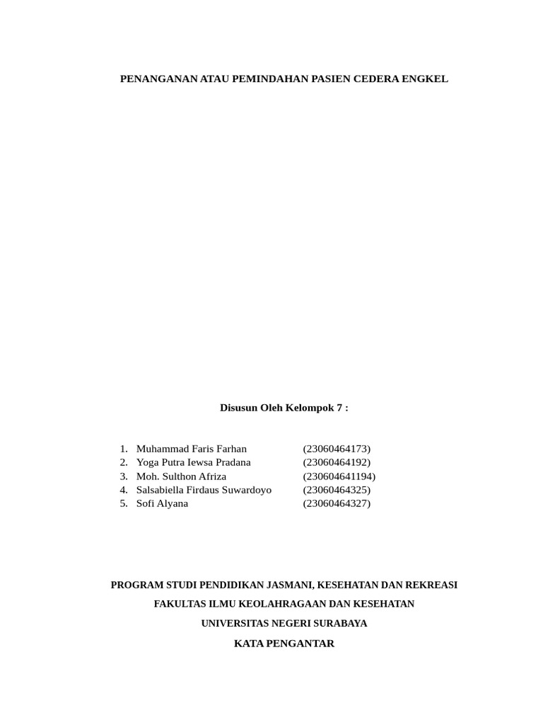 PENANGANAN ATAU PEMINDAHAN PASIEN CEDERA ENGKEL | PDF