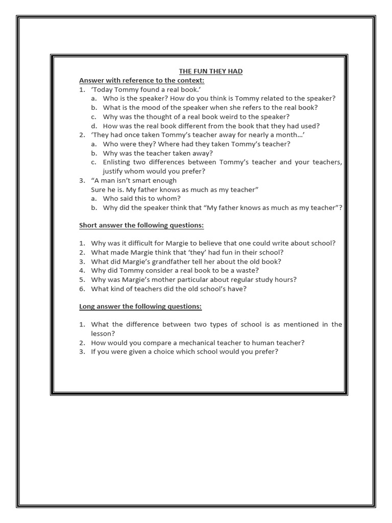 The Fun They Had | PDF