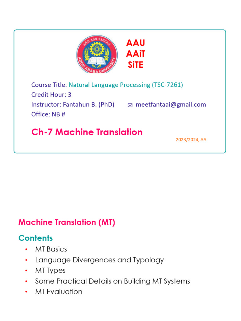 NLP CH 7 Machine Translation | PDF | Linguistic Typology | Parsing