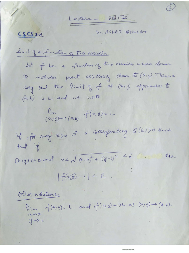 Limit of A Multivariable Function-Final | PDF